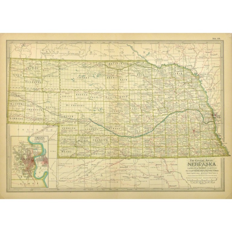 Map - Nebraska, 1897 - Original Art, Antique Maps & Prints