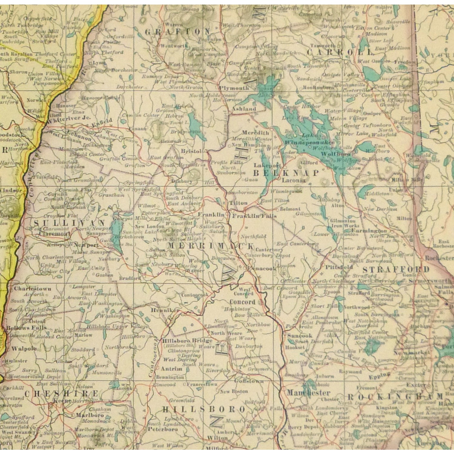 Map - Vermont & New Hampshire, 1897 - Original Art, Antique Maps & Prints
