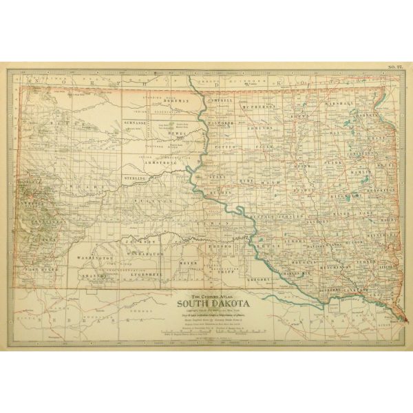 Map - South Dakota, 1897 - Original Art, Antique Maps & Prints