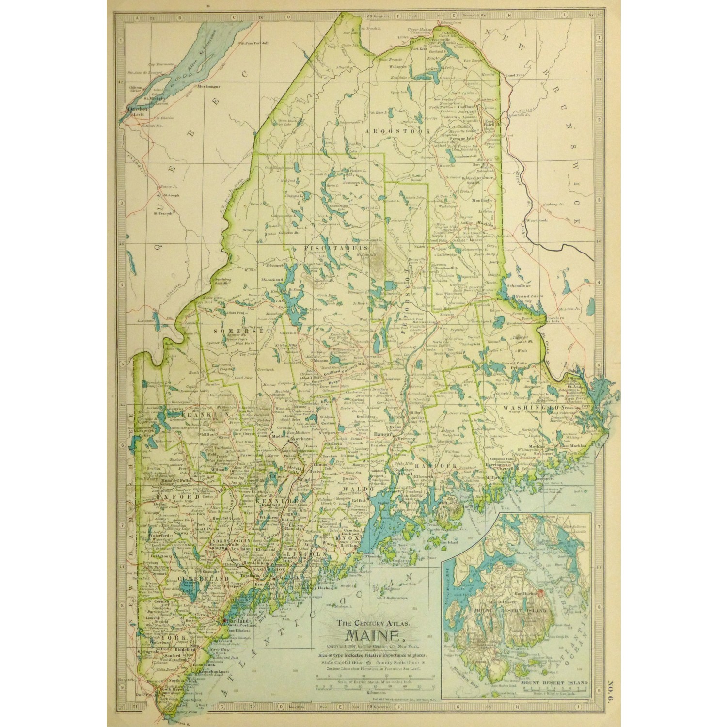 Map - Maine, 1897 - Original Art, Antique Maps & Prints