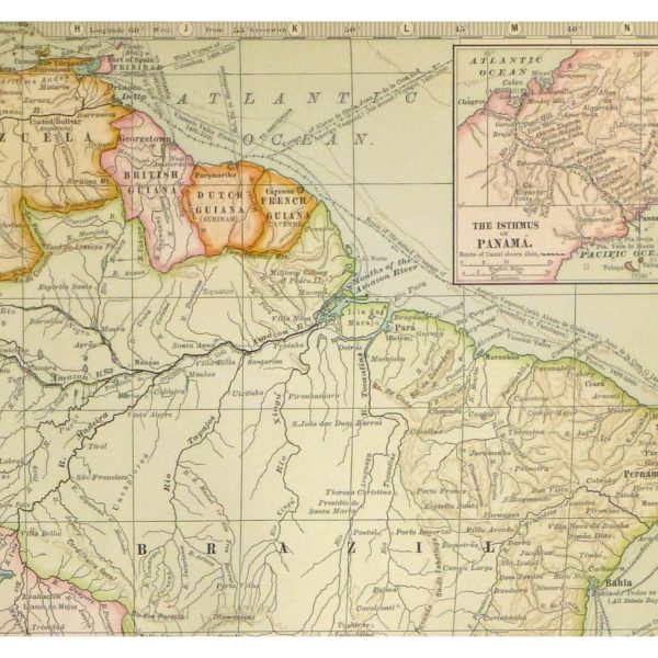 Map- South America, 1902 - Original Art, Antique Maps & Prints