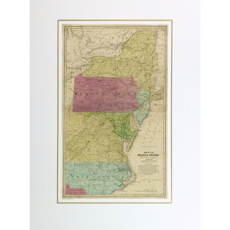 Map - Mid-Atlantic States, 1839 - Original Art, Antique Maps & Prints