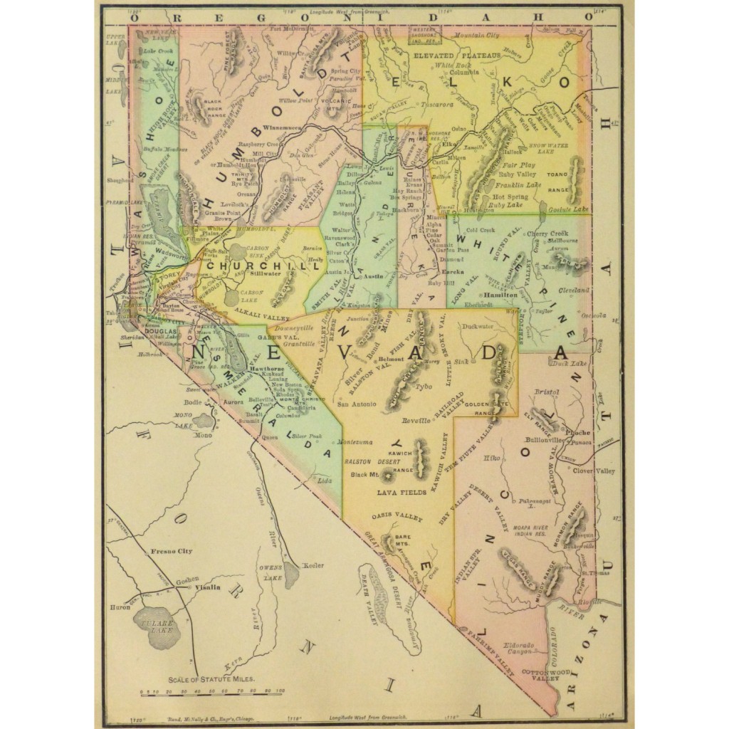 Map - Nevada, 1891 - Original Art, Antique Maps & Prints