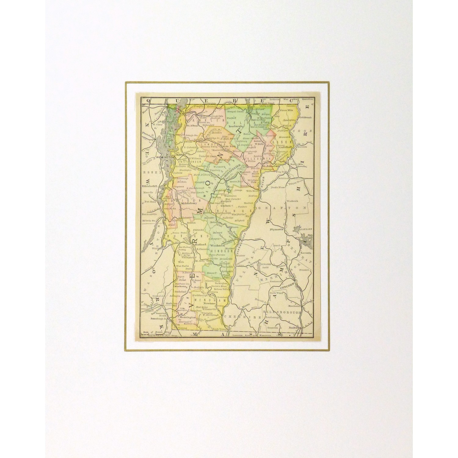 Map of Vermont, 1891 - Original Art, Antique Maps & Prints