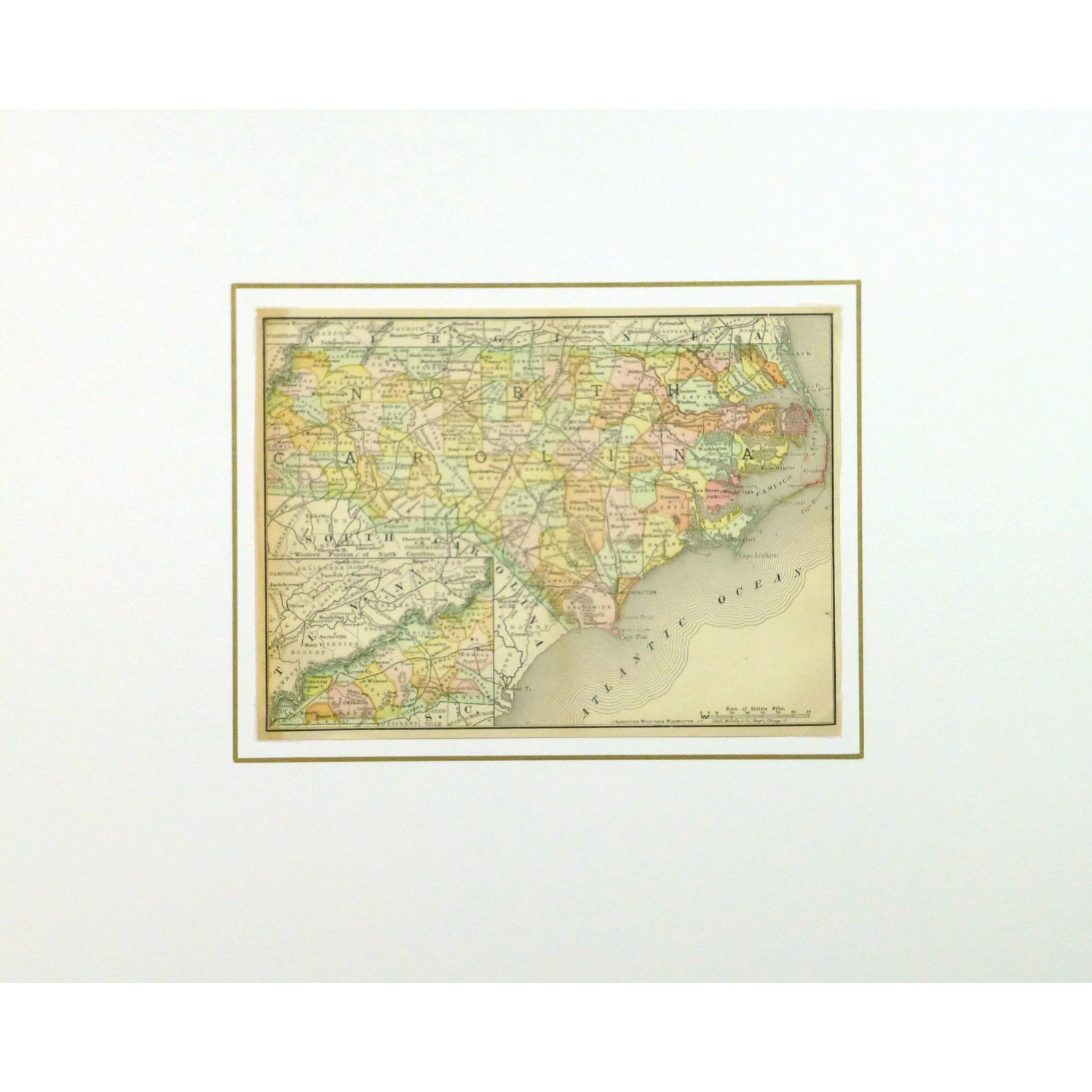 Map - North Carolina, 1891 - Original Art, Antique Maps & Prints