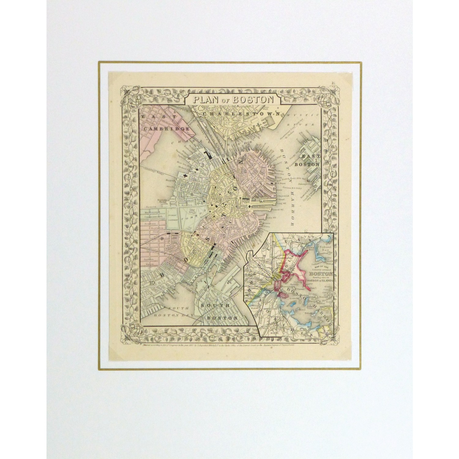 Map - Plan of Boston, 1867 - Original Art, Antique Maps & Prints