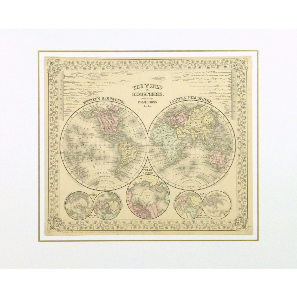 Map - The World, 1867 - Original Art, Antique Maps & Prints