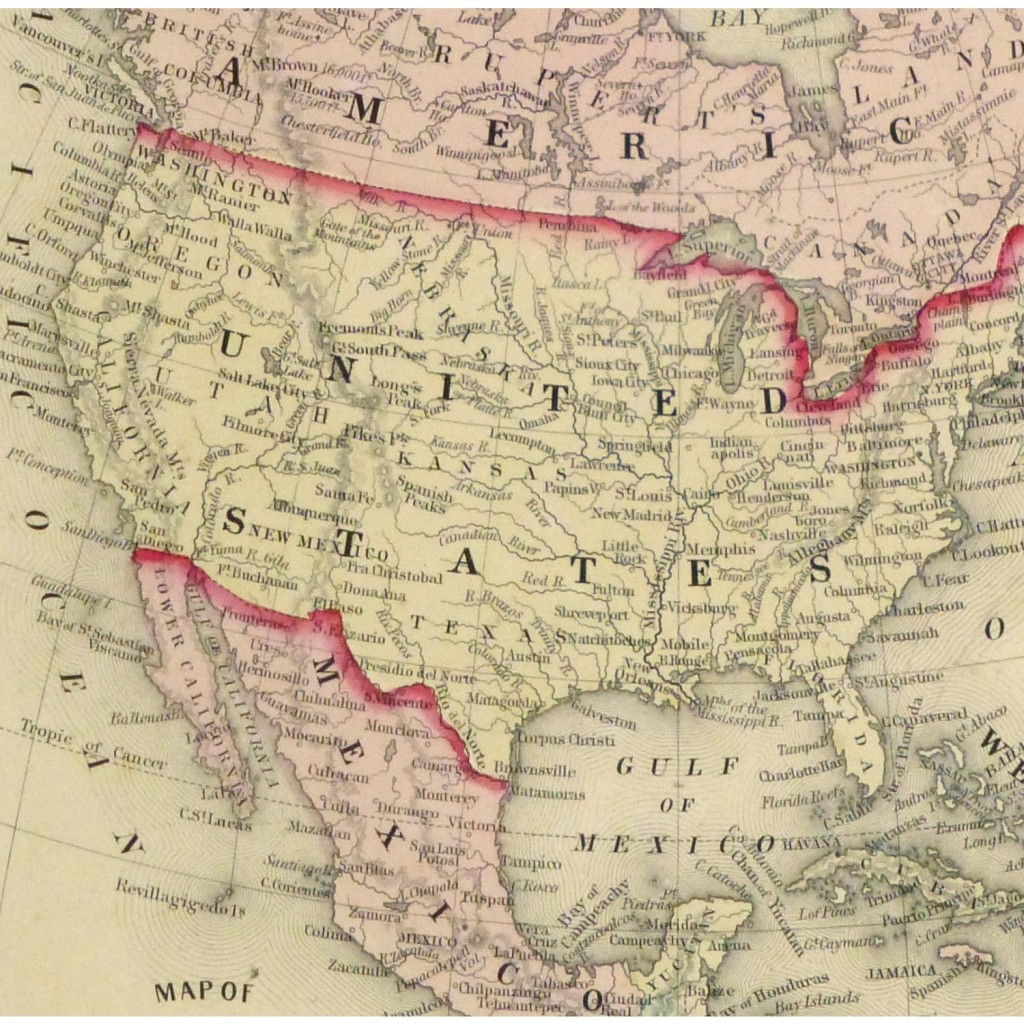 Map - North America, 1867 - Original Art, Antique Maps & Prints