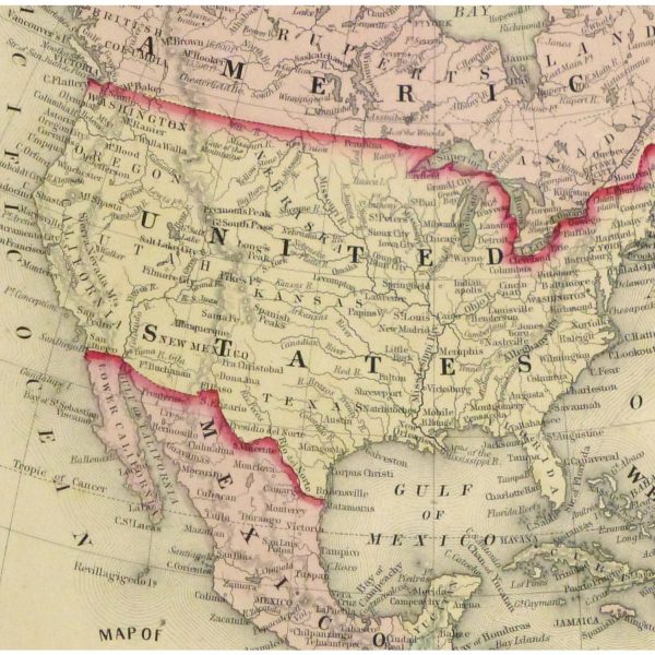 Map - North America, 1867 - Original Art, Antique Maps & Prints