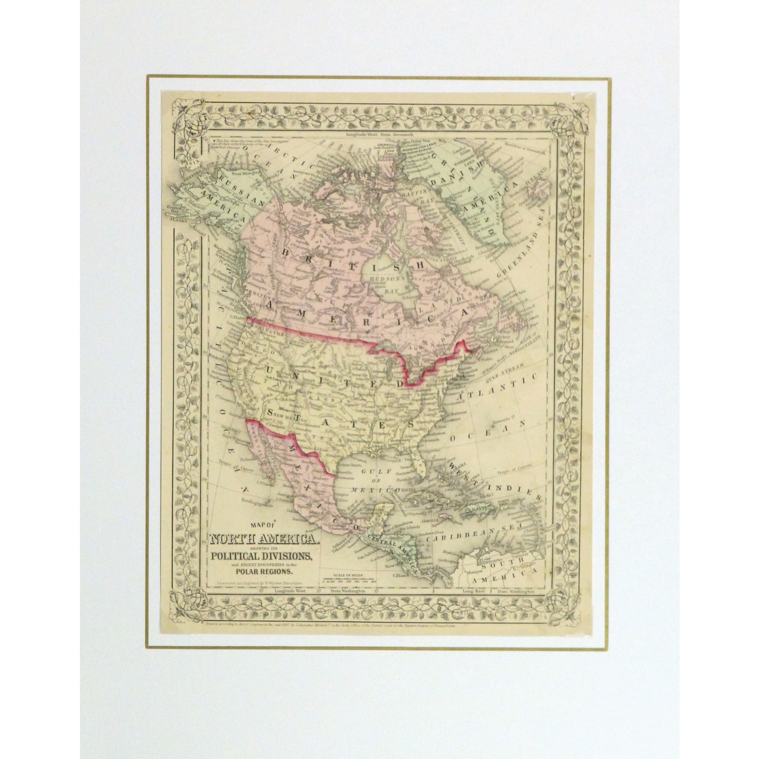 Map - North America, 1867 - Original Art, Antique Maps & Prints