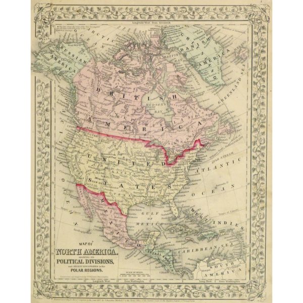Map - North America, 1867 - Original Art, Antique Maps & Prints