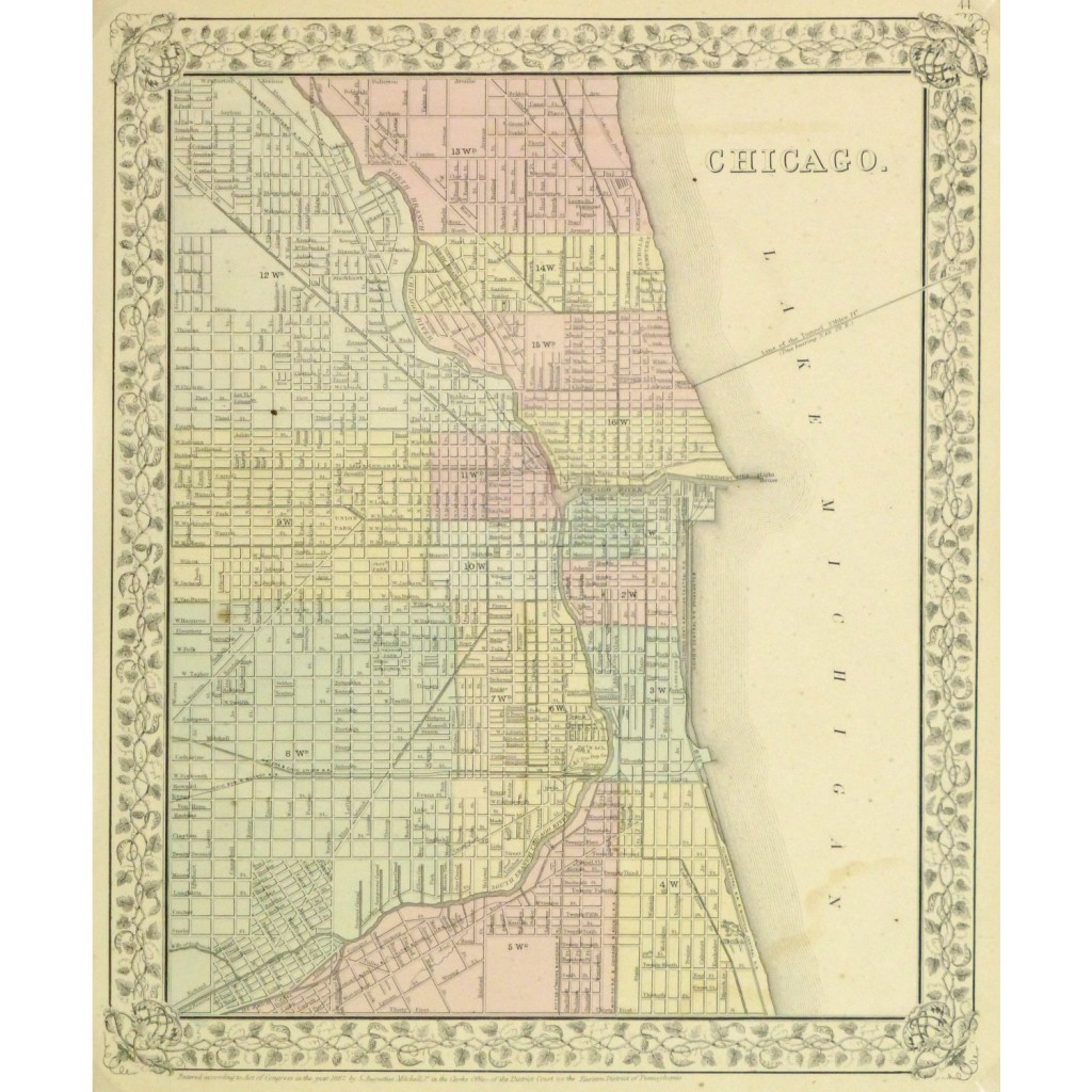 Map - Chicago, 1867 - Original Art, Antique Maps & Prints