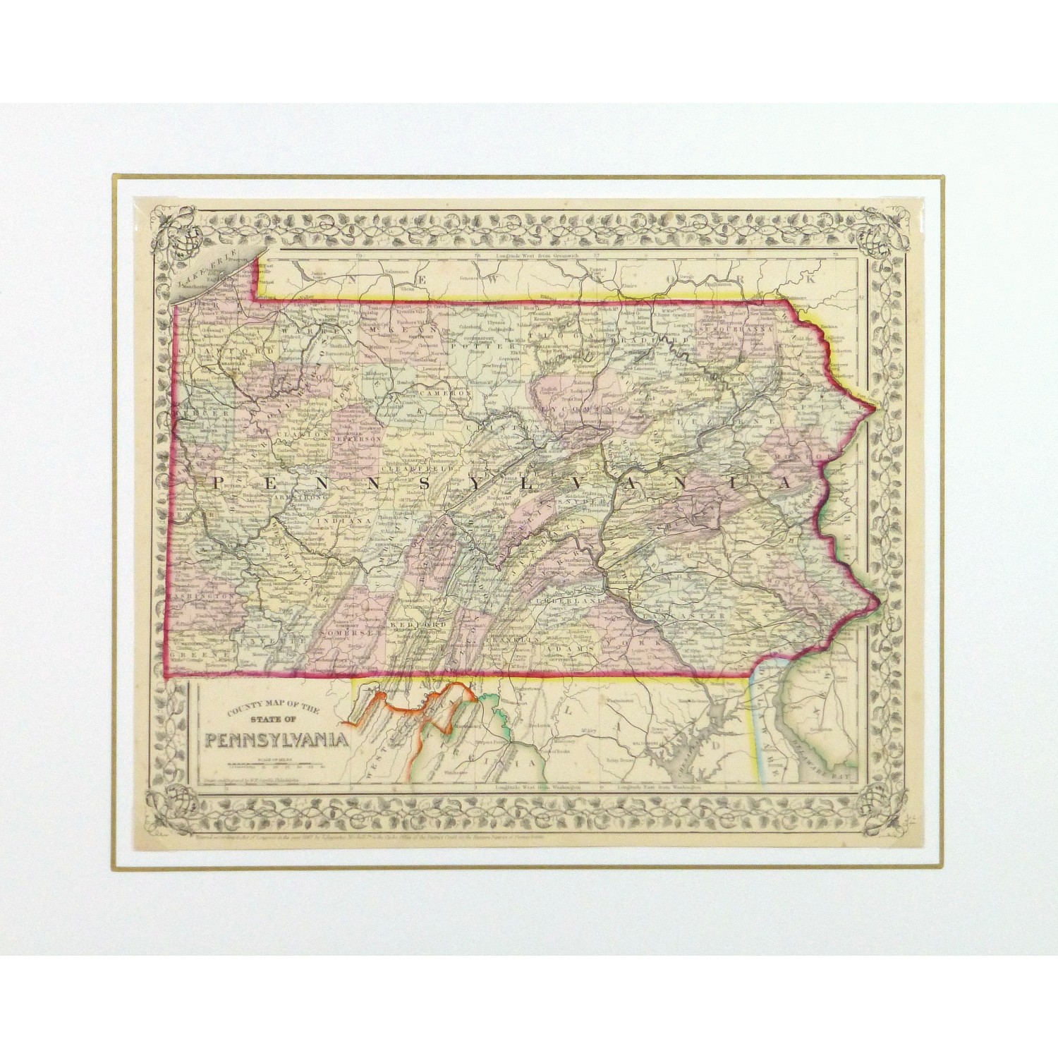 Map - Pennsylvania, 1867 - Original Art, Antique Maps & Prints