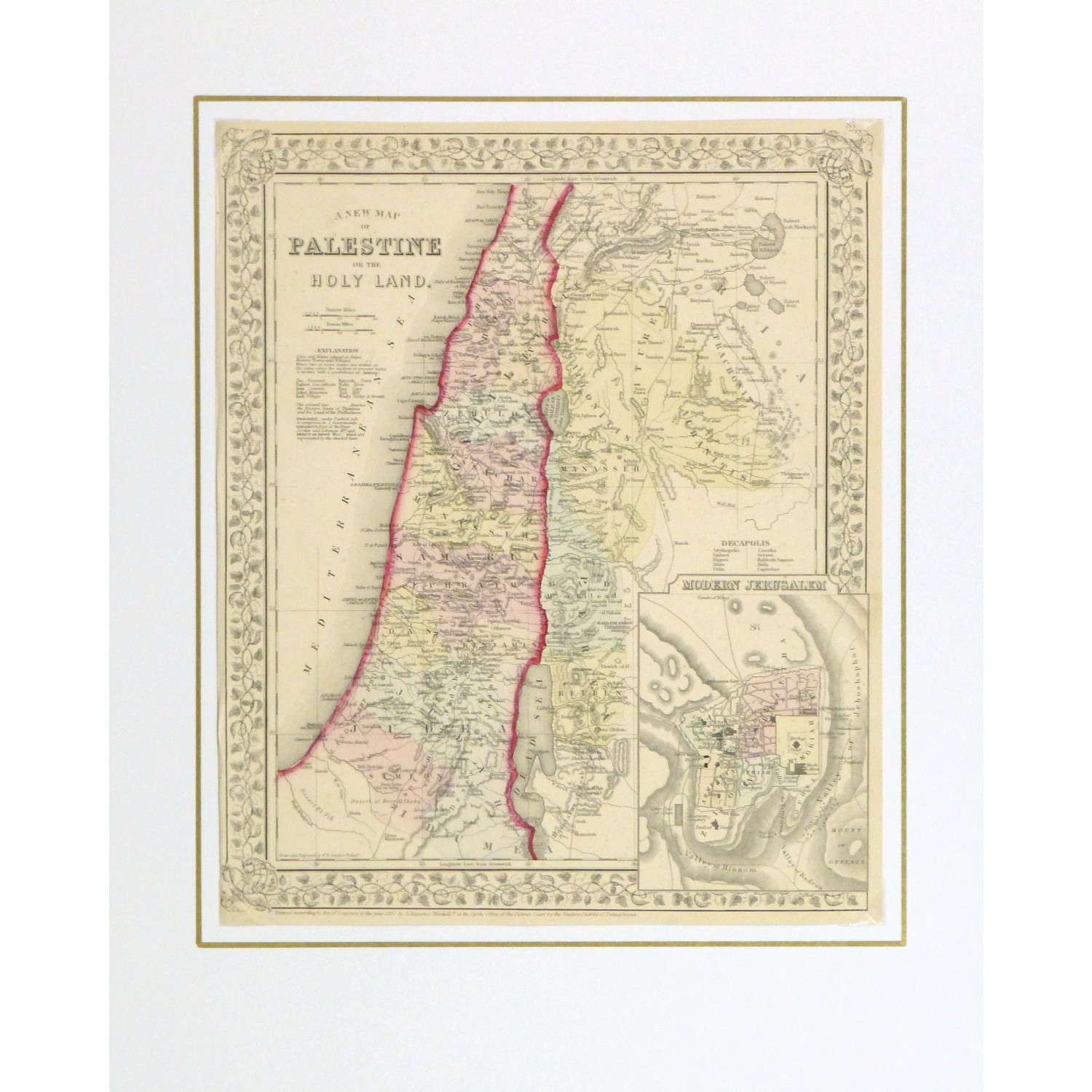 Map - Palestine, 1867 - Original Art, Antique Maps & Prints