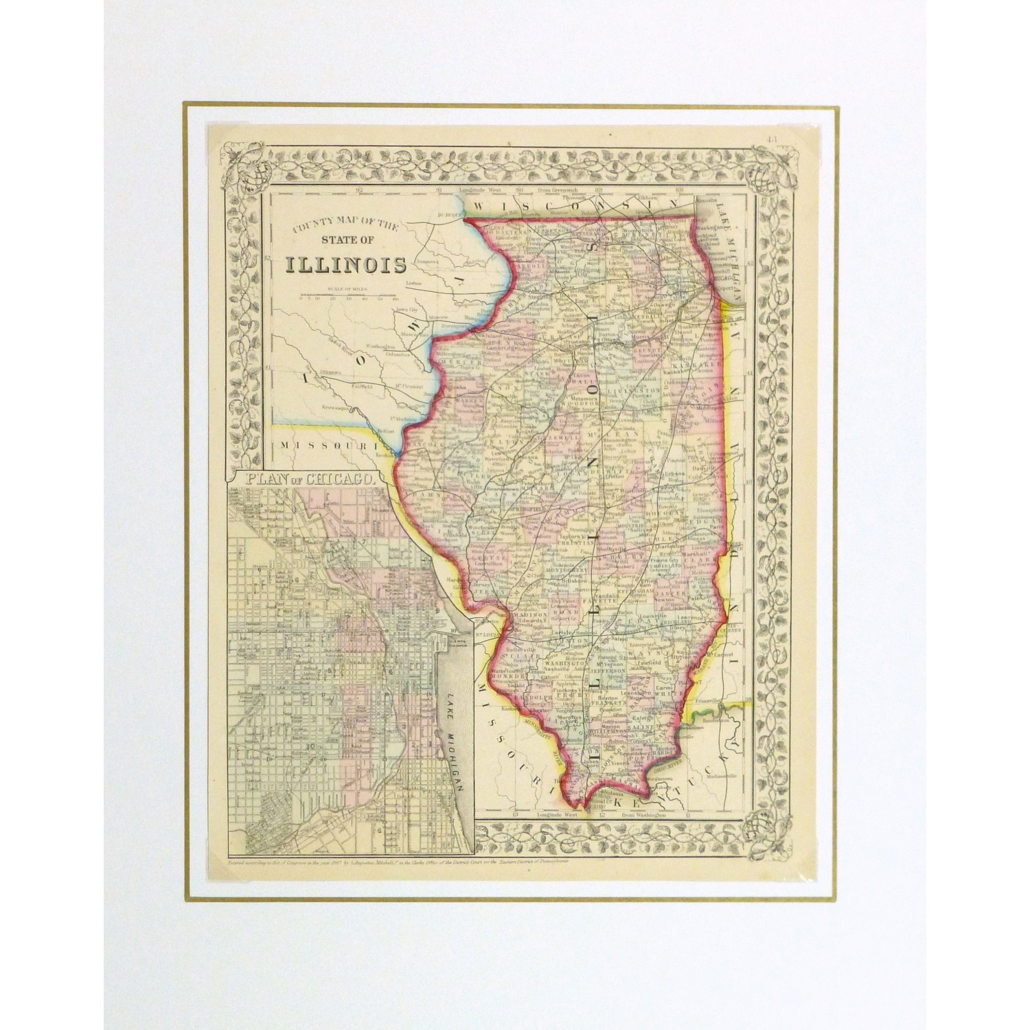 Map - Illinois, 1867 - Original Art, Antique Maps & Prints