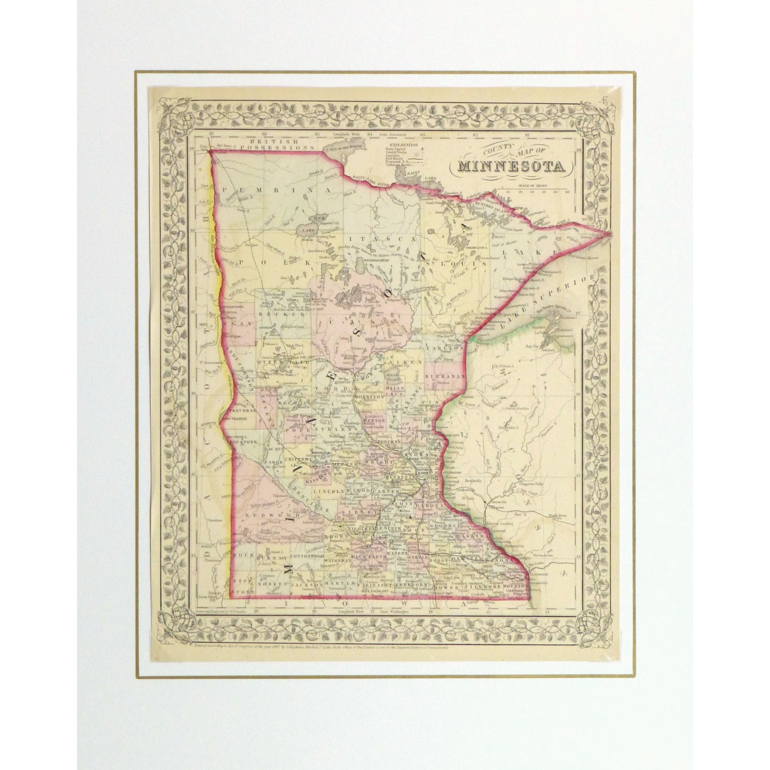 Map - Minnesota, 1867 - Original Art, Antique Maps & Prints