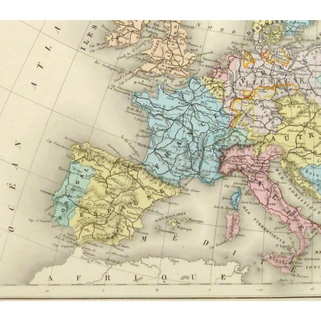 Map - Europe, 1873 - Original Art, Antique Maps & Prints