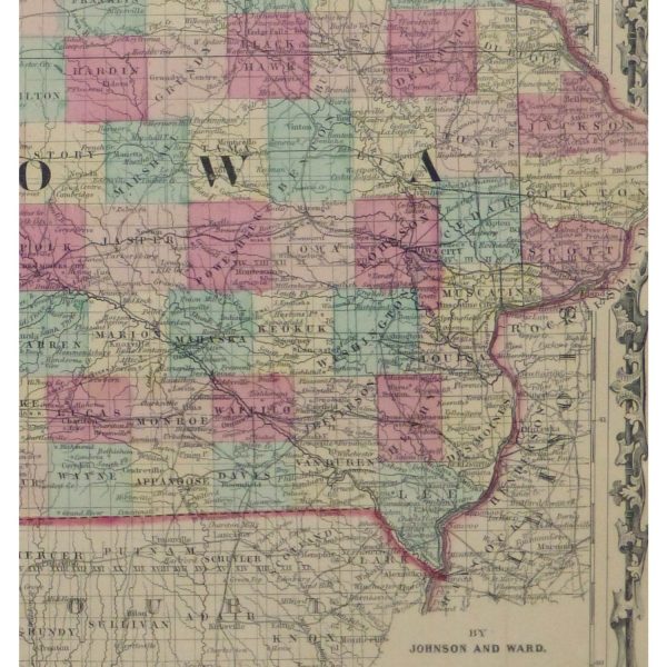 Map - Iowa & Nebraska, 1863 - Original Art, Antique Maps & Prints