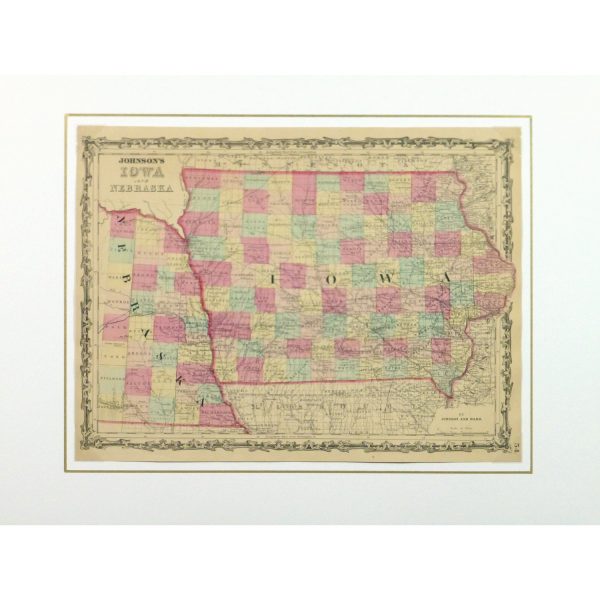 Map - Iowa & Nebraska, 1863 - Original Art, Antique Maps & Prints