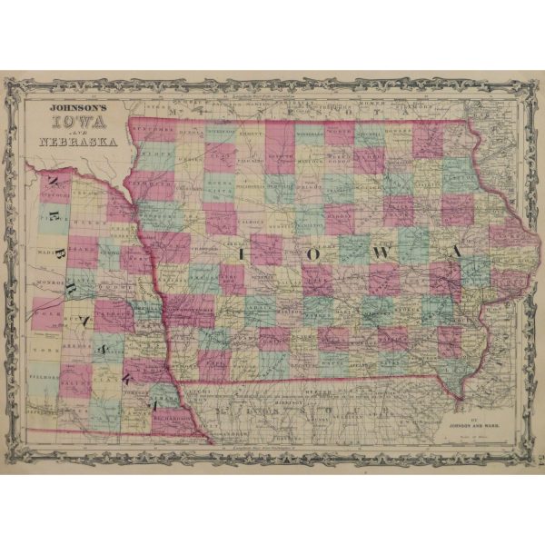 Map - Iowa & Nebraska, 1863 - Original Art, Antique Maps & Prints