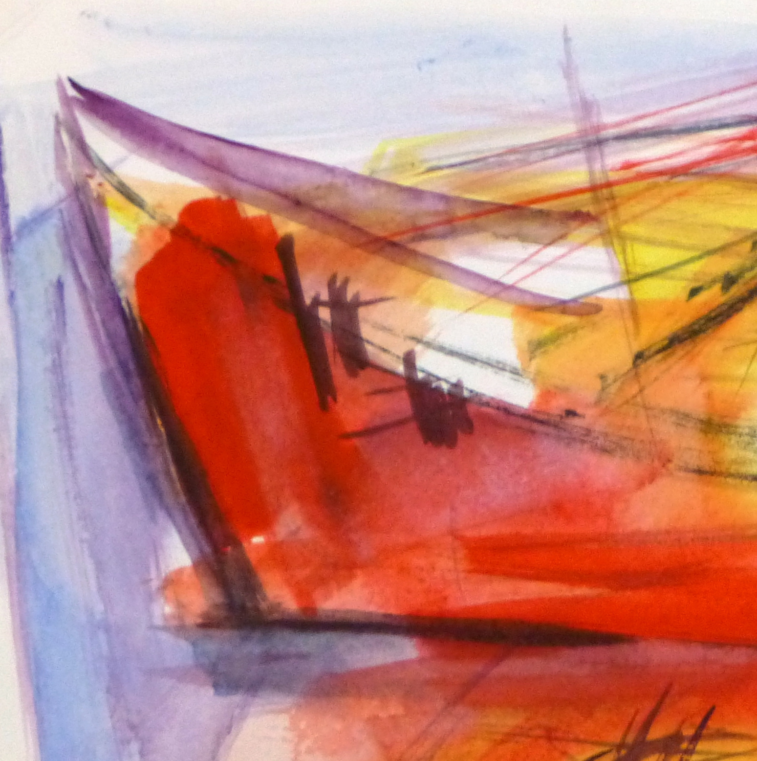 RT-Gouache Abstract - Row Boat - Original Art, Antique Maps & Prints