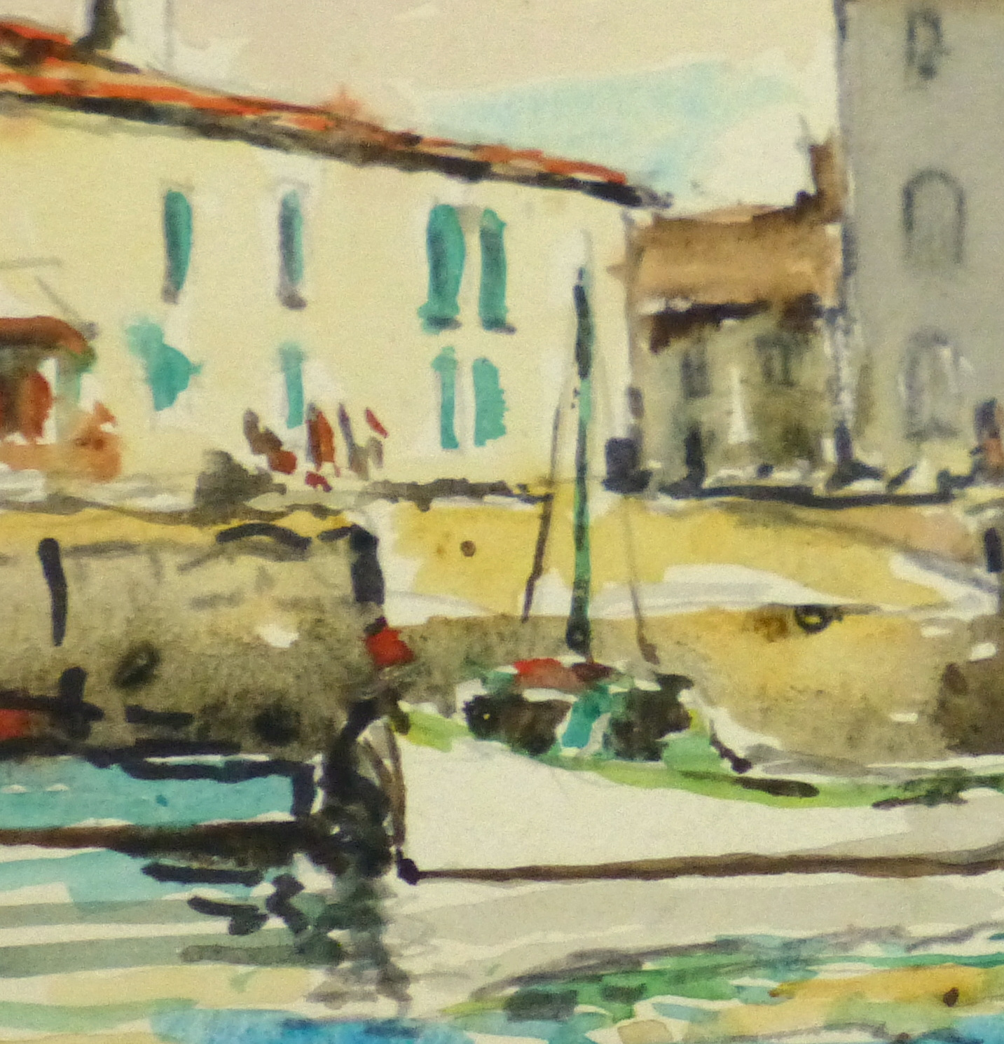 HP - Watercolor Seascape - La Rochelle Harbor - Original Art, Antique ...