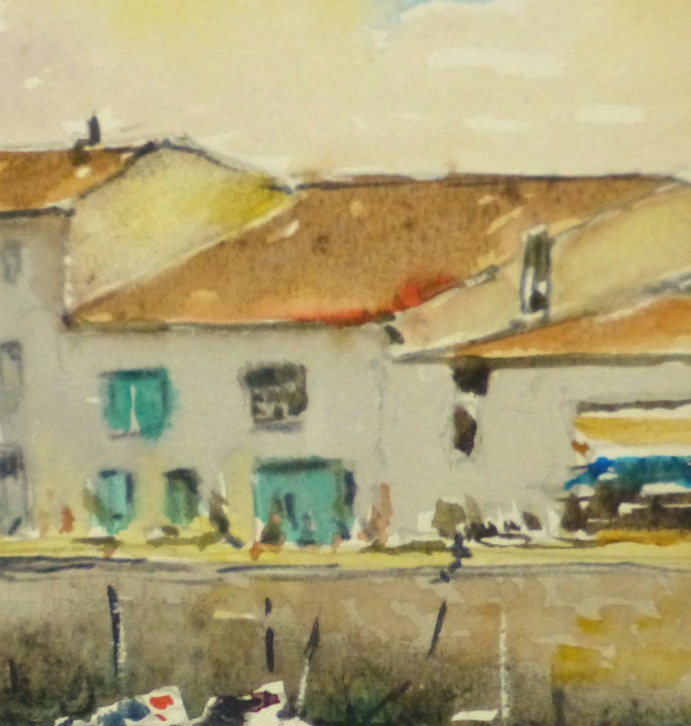 HP - Watercolor Seascape - La Rochelle Harbor - Original Art, Antique ...