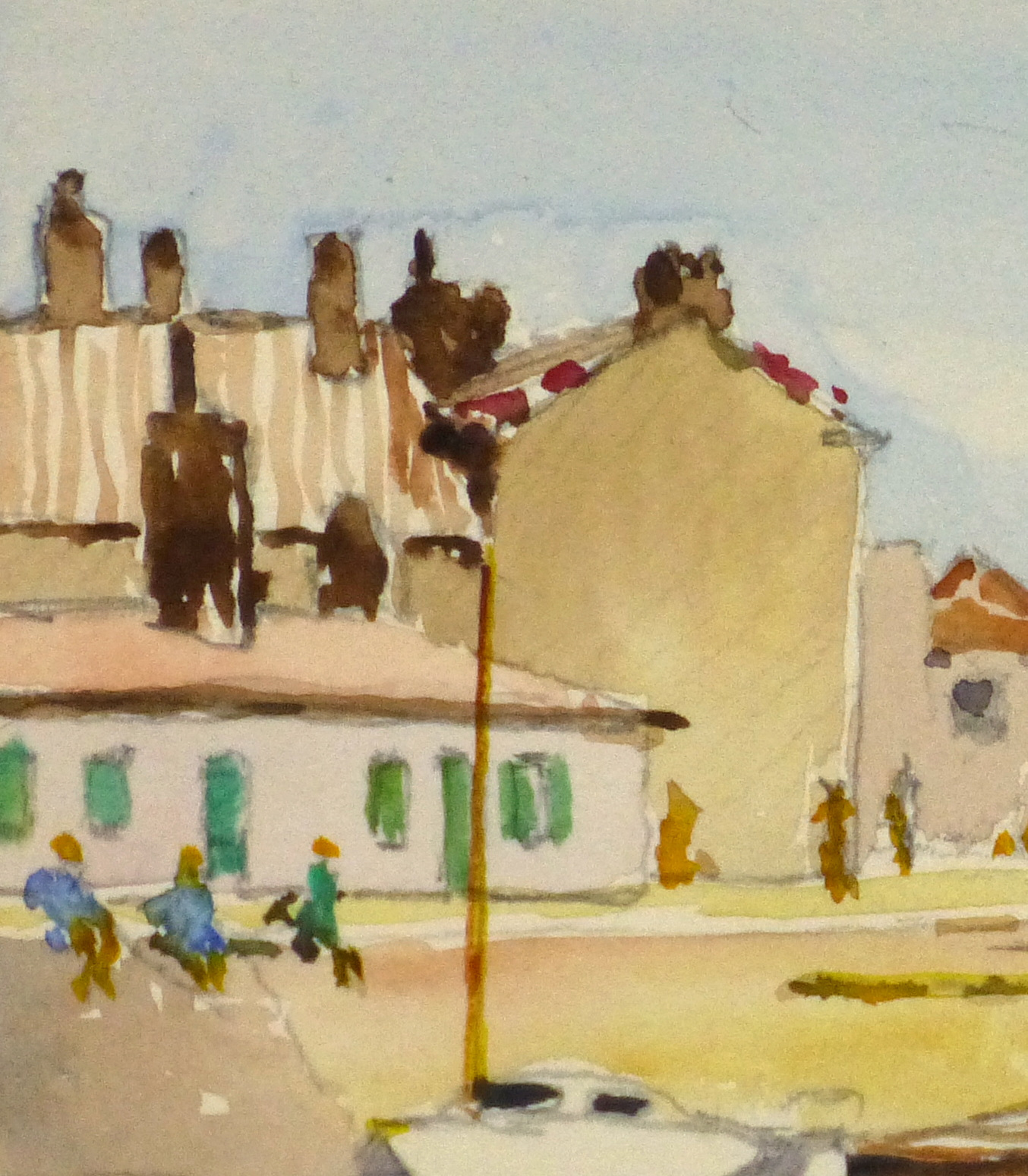 HP - Watercolor Seascape - La Rochelle Port - Original Art, Antique ...