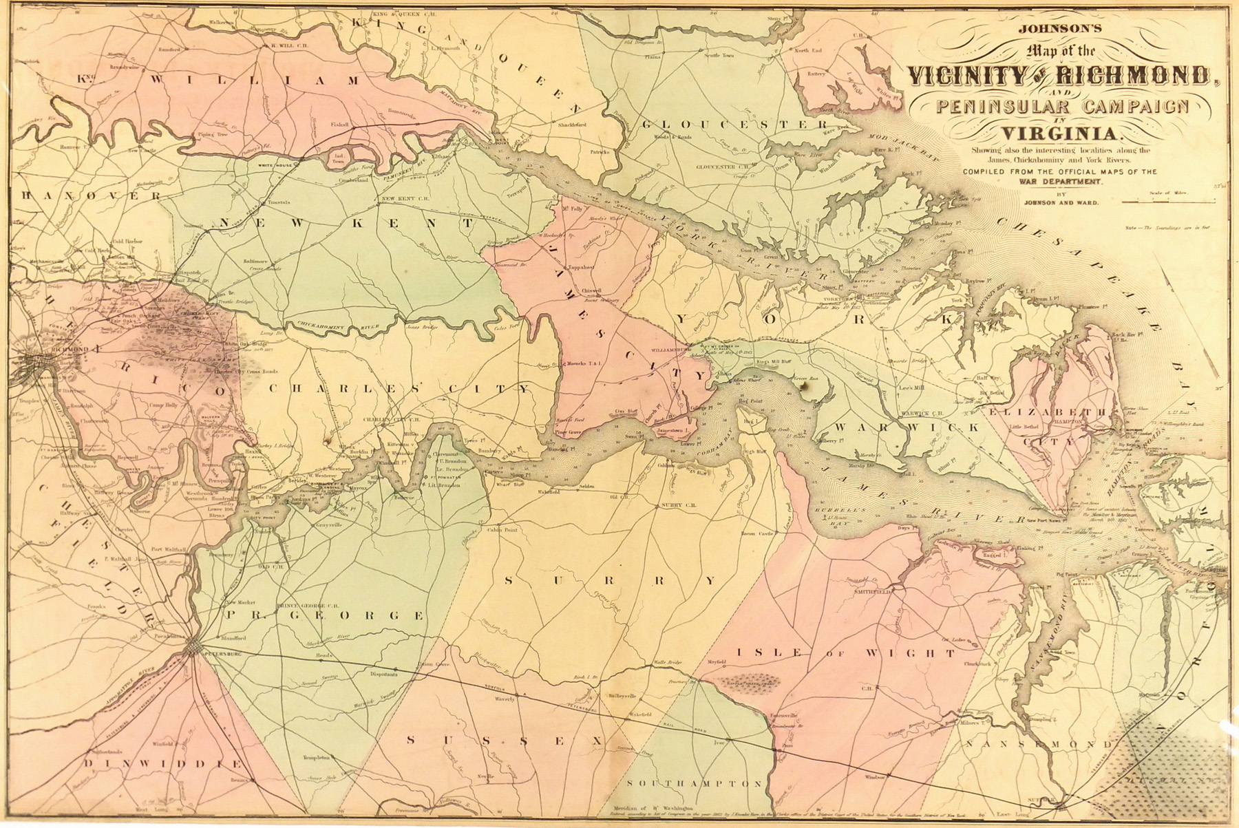 Map- Civil War, 1866 - Original Art, Antique Maps & Prints