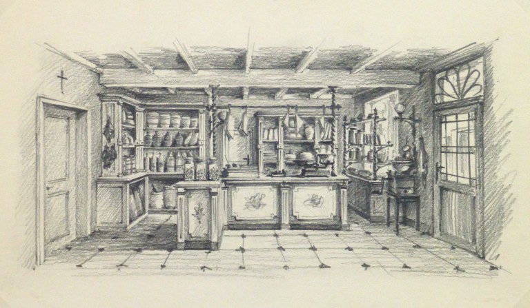 Pencil Drawing General Store, circa 1950