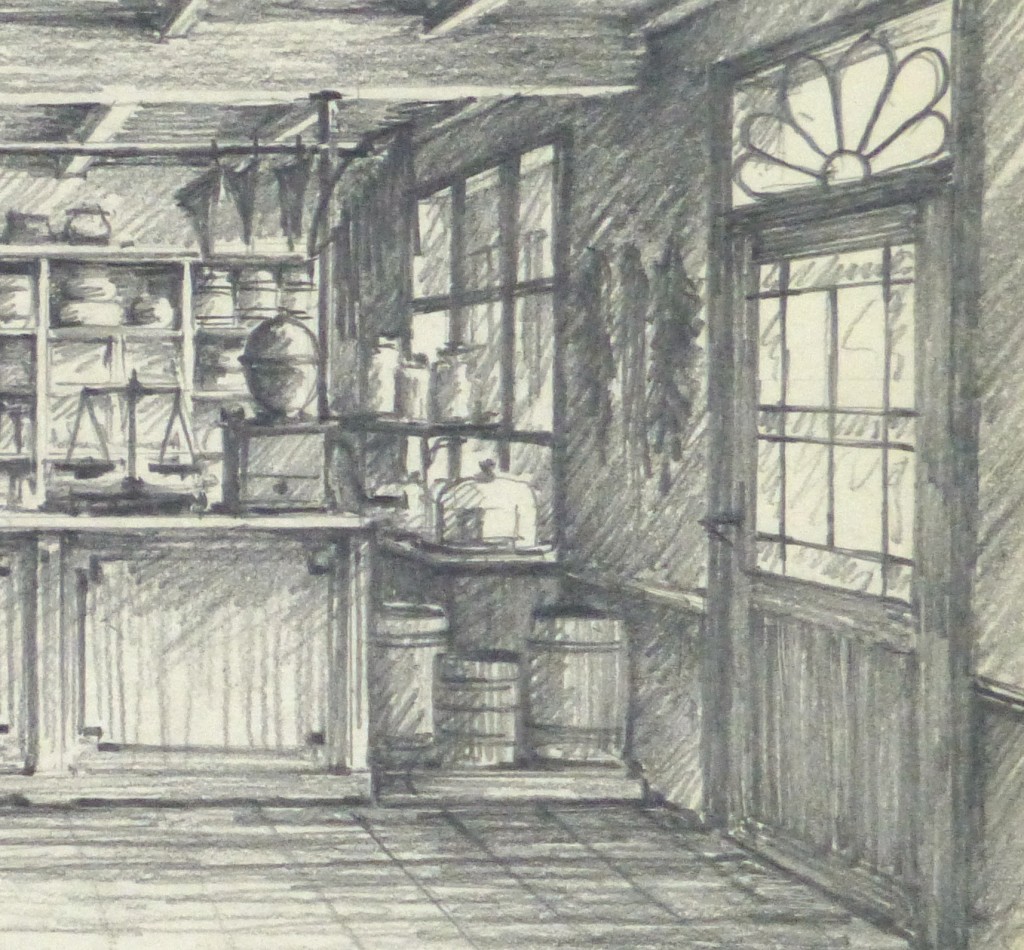Pencil Drawing Country Store, circa 1950