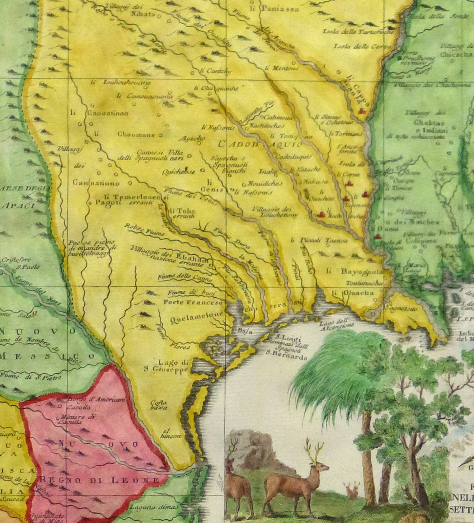 Map Texas to Florida, 1740