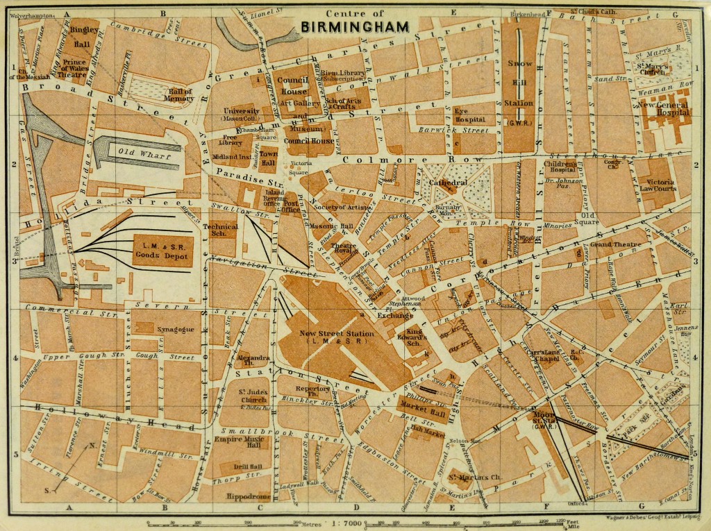 Birmingham England Map, 1924 - Original Art, Antique Maps & Prints