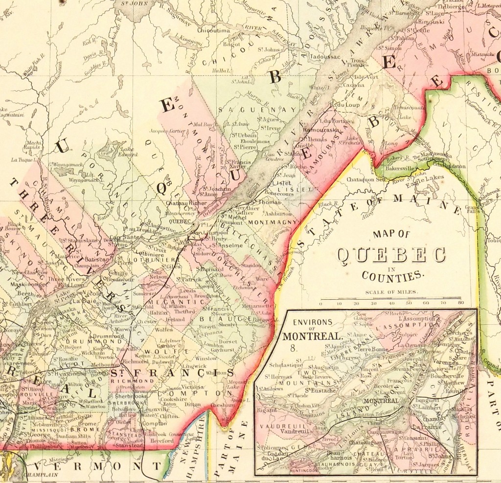 Quebec, Canada Map, 1867 - Original Art, Antique Maps & Prints