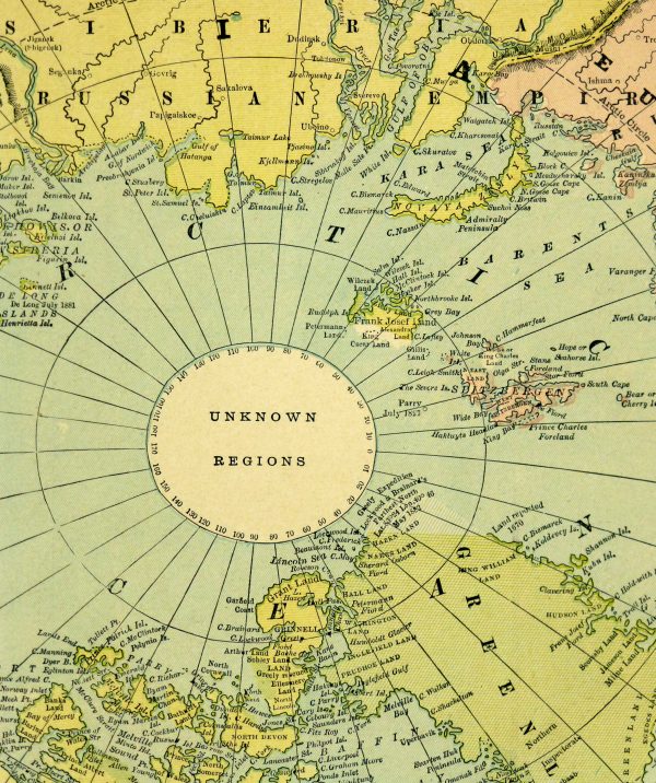 Polar Regions Map, Circa 1885 - Original Art, Antique Maps & Prints