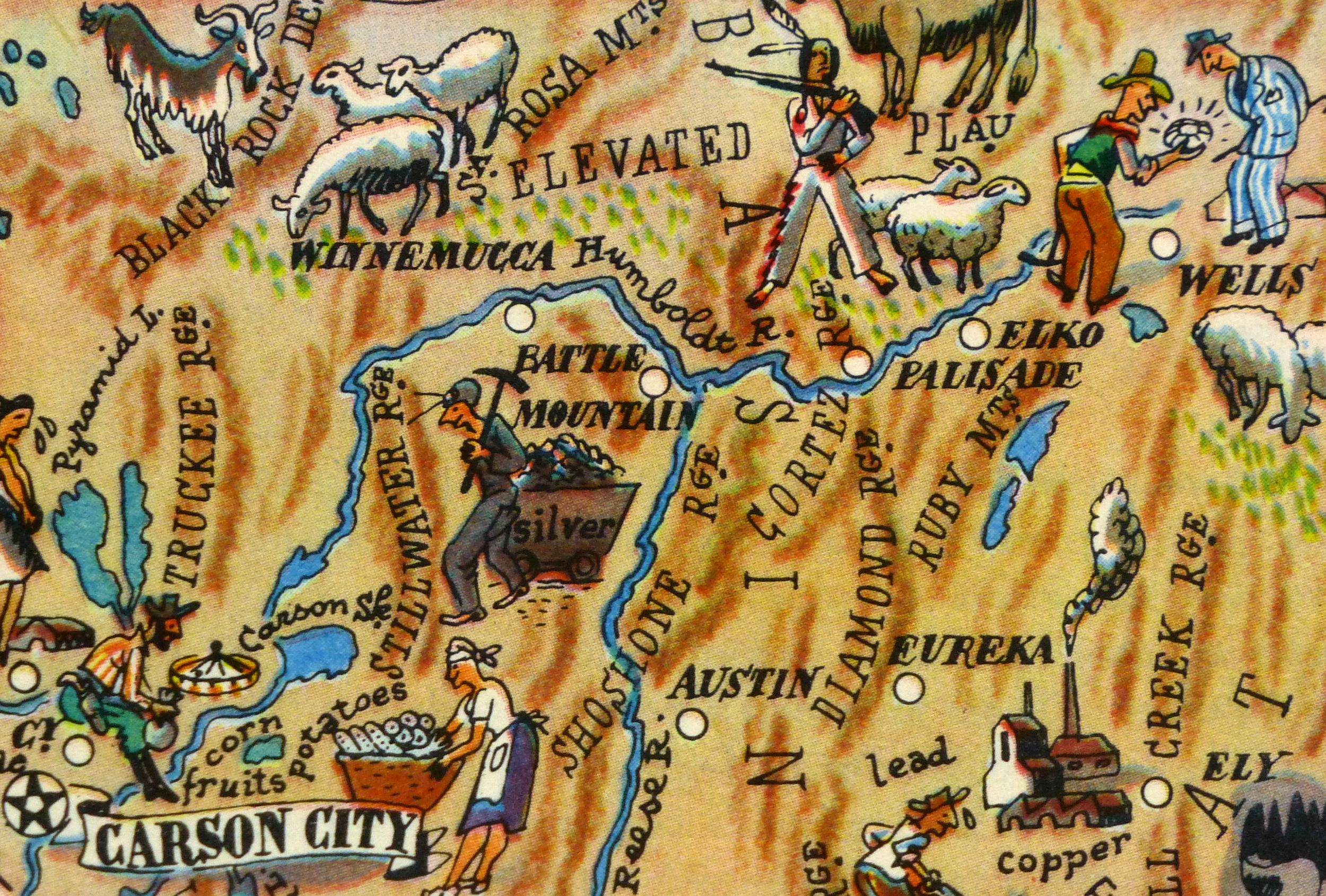 Nevada Pictorial Map, 1946
