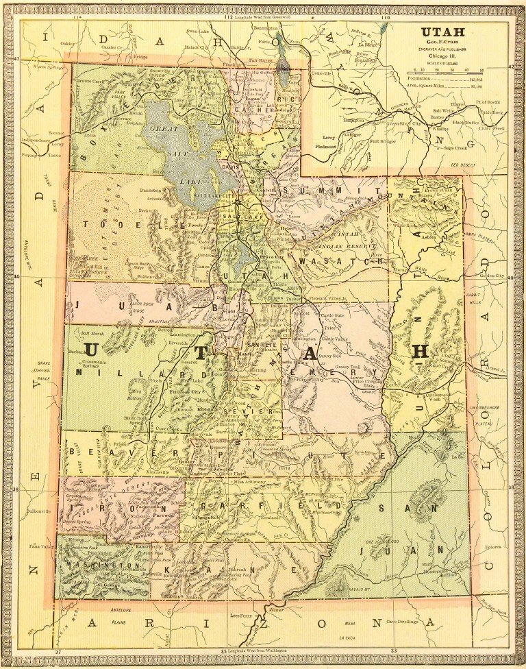 utah Map Archives - Original Art, Antique Maps & Prints