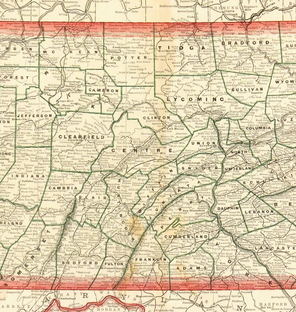 Pennsylvania Map, 1890 - Original Art, Antique Maps & Prints