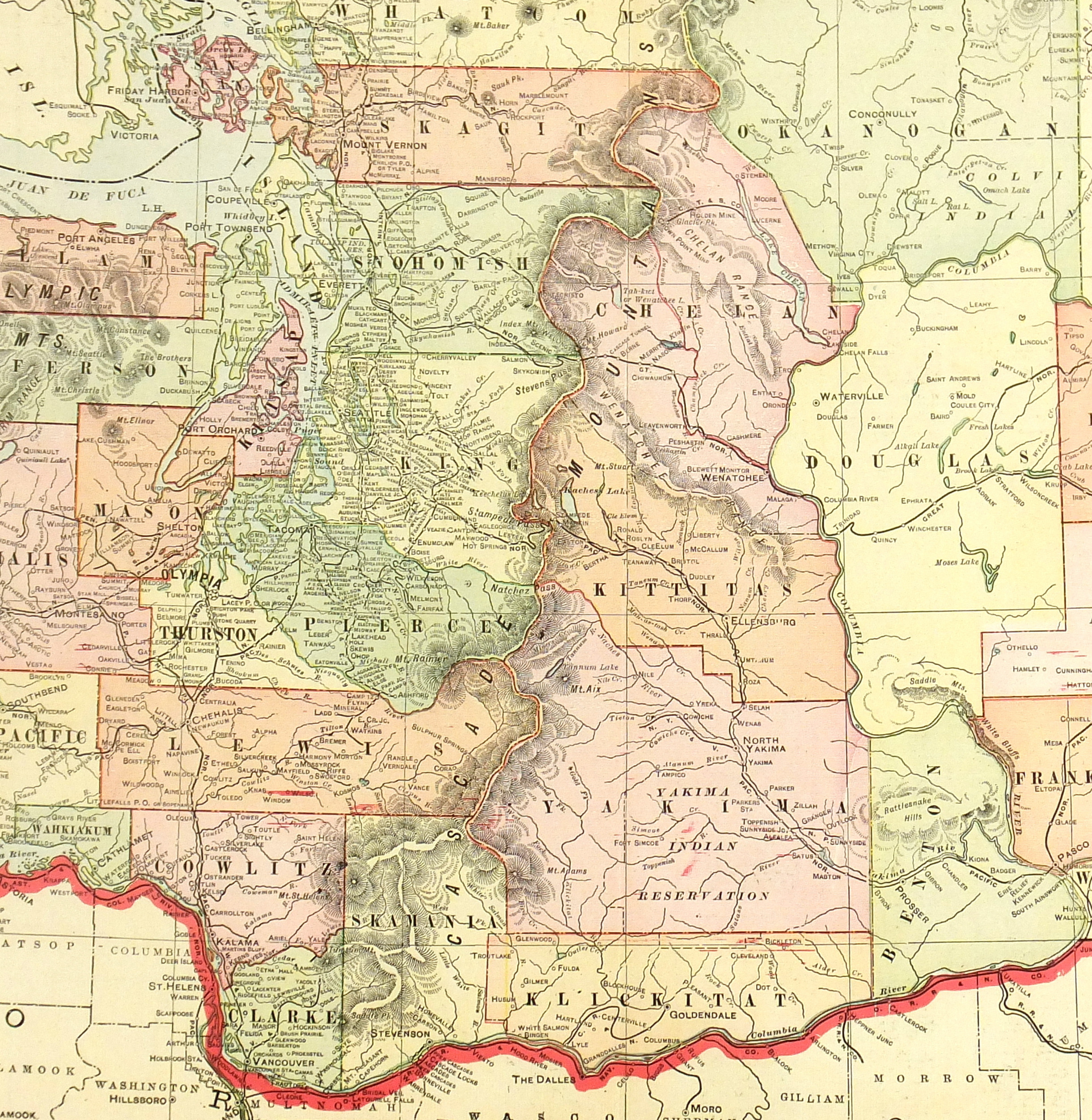 Map of Washington, 1908 - Original Art, Antique Maps & Prints