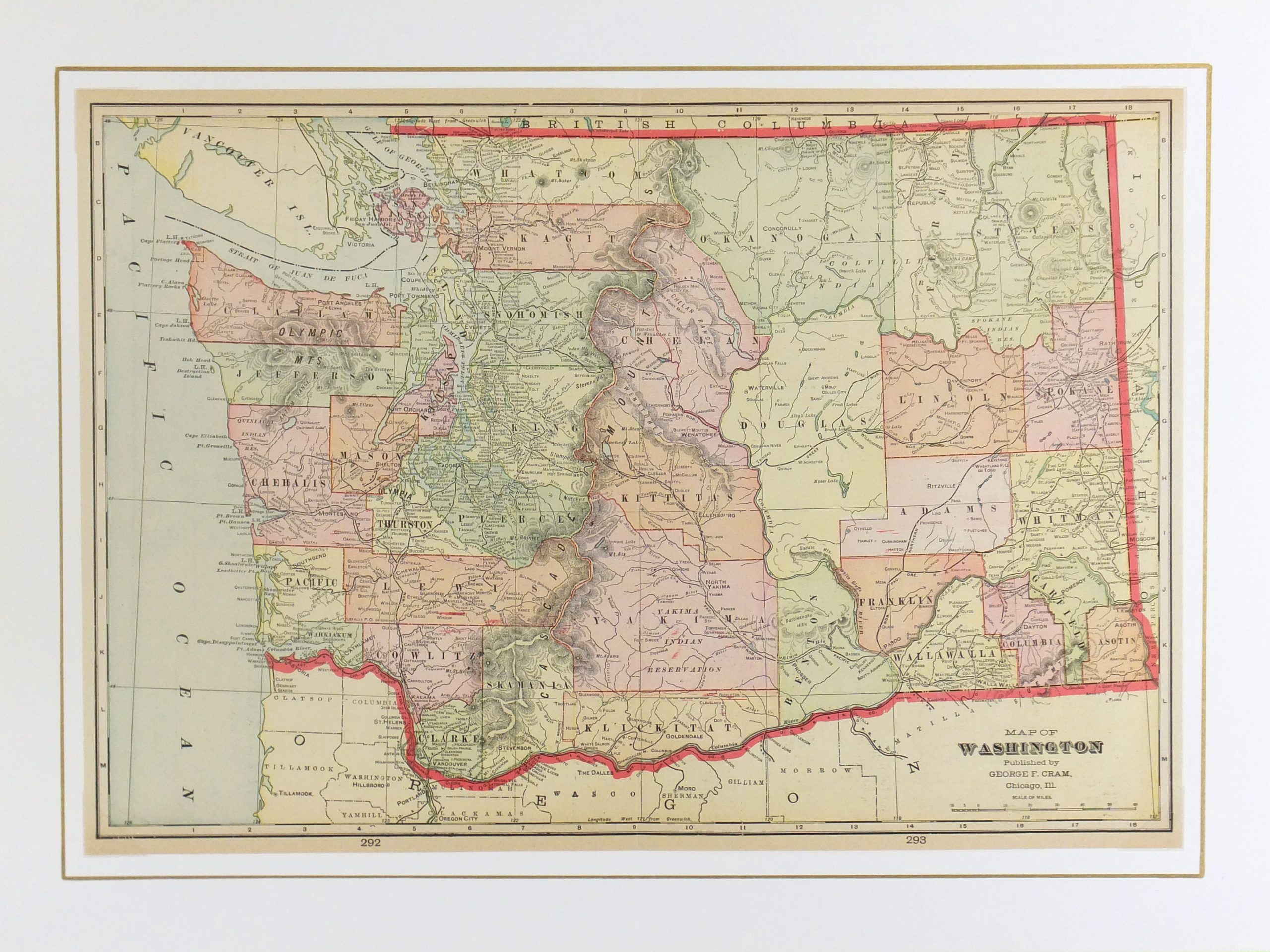 Map of Washington, 1908 - Original Art, Antique Maps & Prints