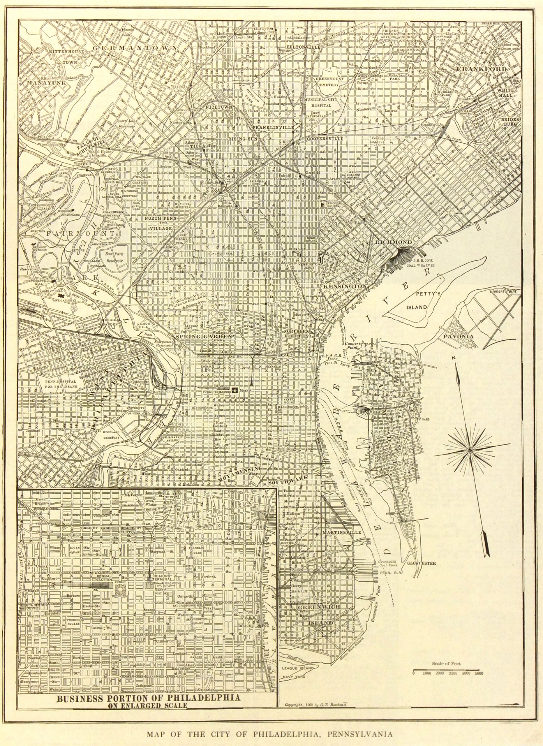 Philadelphia Map, 1906 - Original Art, Antique Maps & Prints