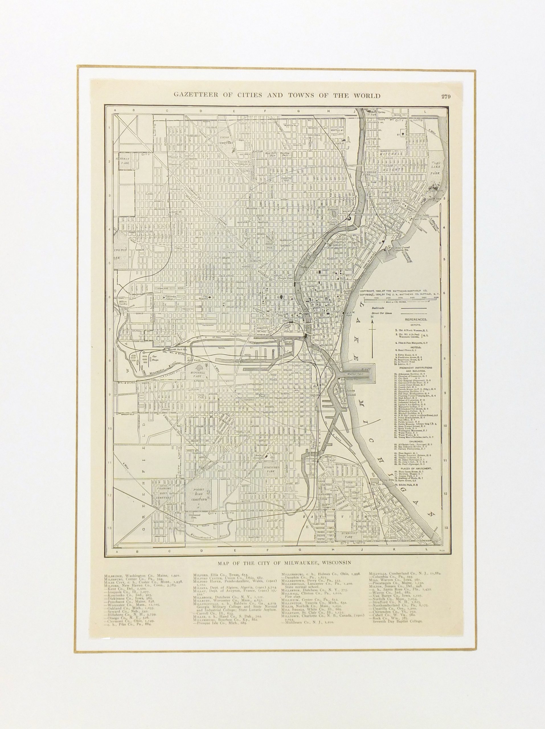 Milwaukee Map, 1908 - Original Art, Antique Maps & Prints