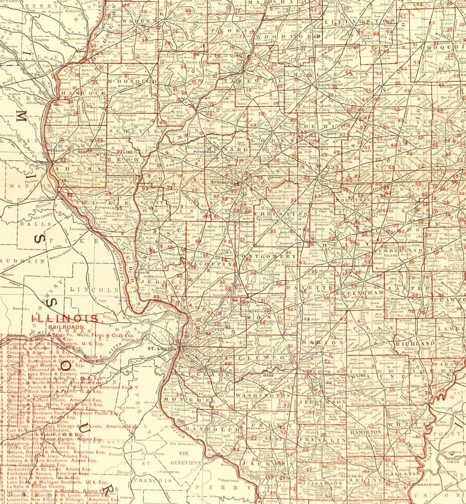 Illinois Counties & Railroads Map, 1895 - Original Art, Antique Maps ...