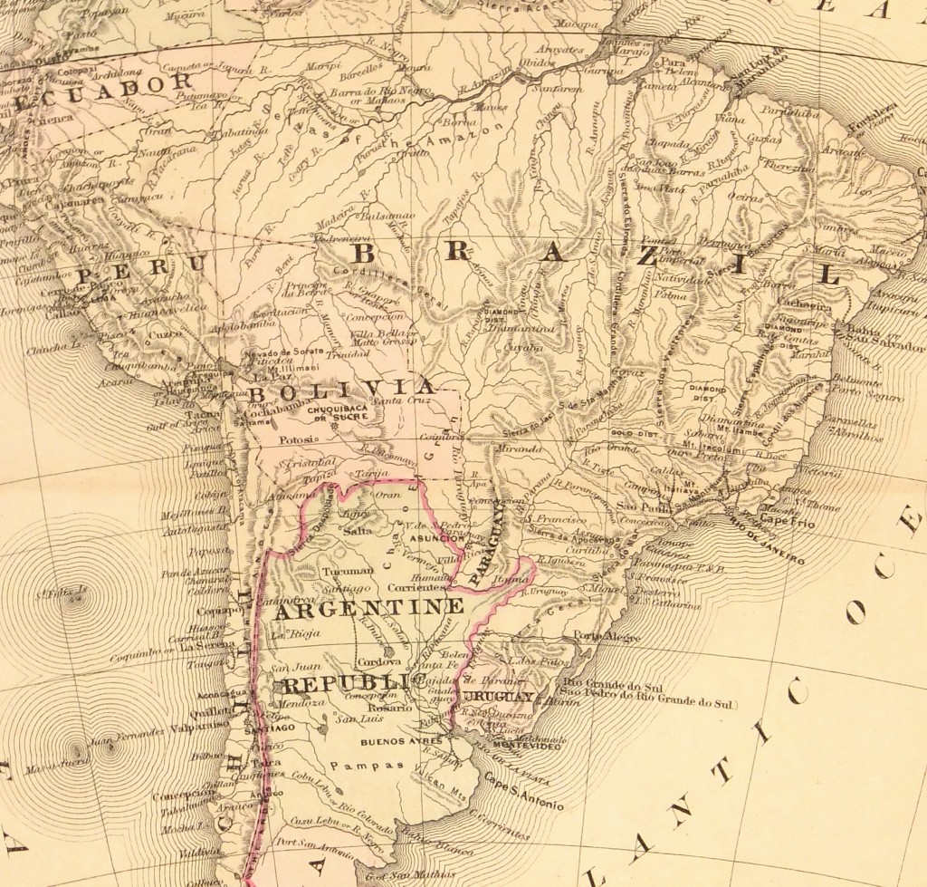 South America Map, 1885 - Original Art, Antique Maps & Prints