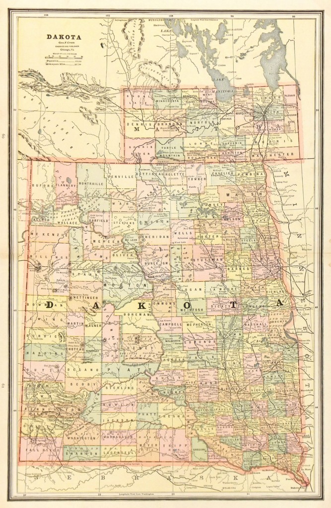 Dakota Territory Map, 1885 - Original Art, Antique Maps & Prints