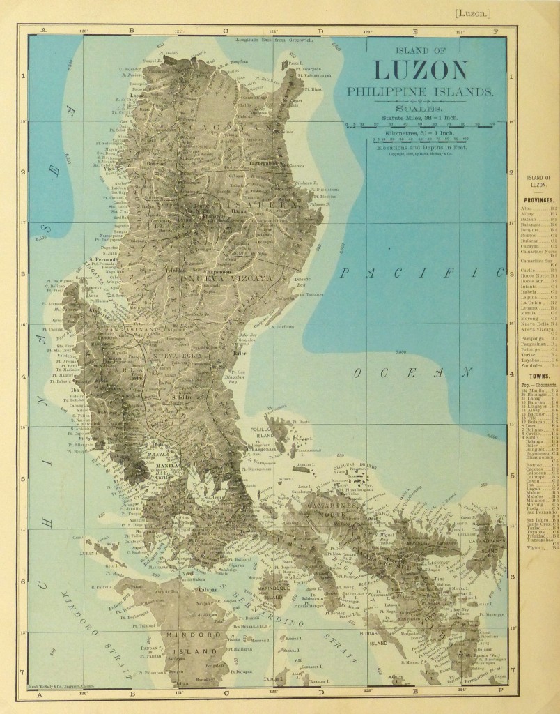 Luzon Island, Philippines Map, 1895 - Original Art, Antique Maps & Prints