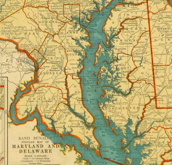 Map of Maryland & Delaware, 1937 - Original Art, Antique Maps & Prints