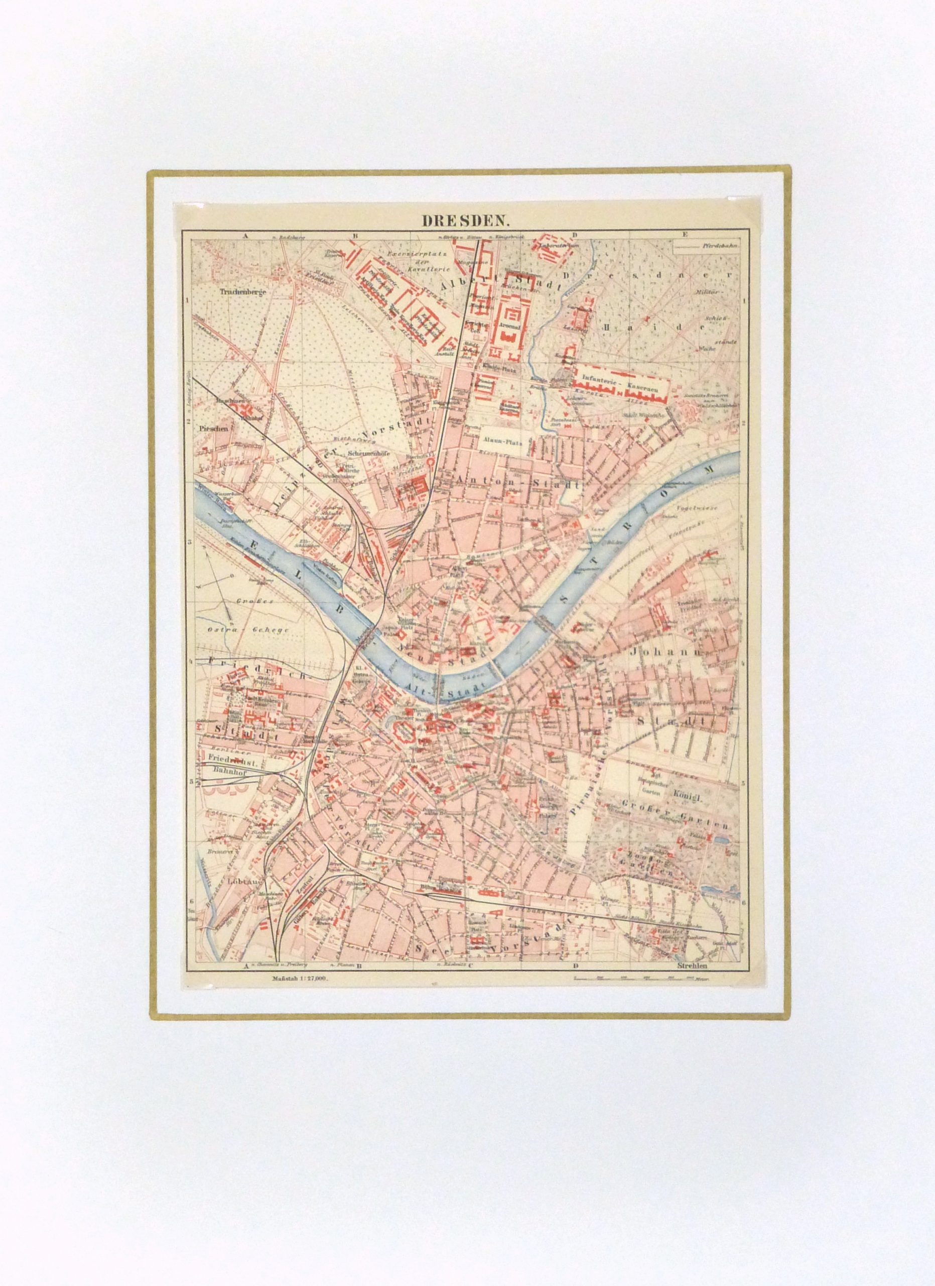 Map of Dresden Germany, Circa 1885 - Original Art, Antique Maps & Prints