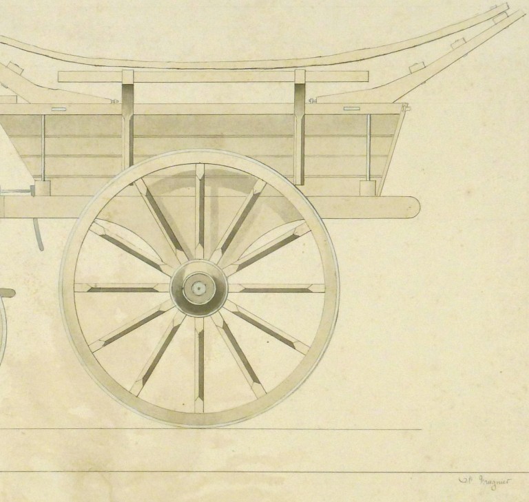 Wheel Cart Schematic Drawing , 1859