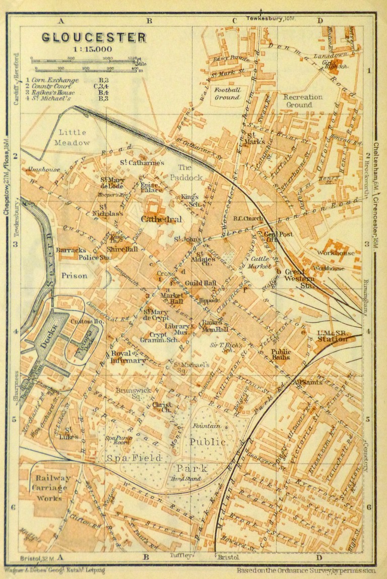 Gloucester England Map, 1927 - Original Art, Antique Maps & Prints